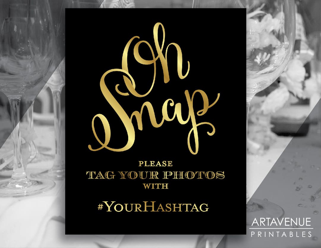 Oh Snap Instagram Sign Printable, Custom Hashtag Sign Download, Chic ...