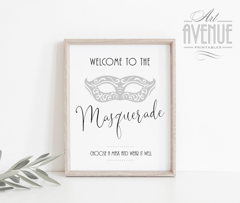 MODERN MINIMALIST Welcome to the Masquerade Sign Template | Etsy
