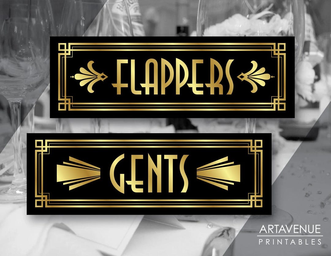Flappers and Gents Signs, Great Gatsby Wedding Decorations, Art Deco ...