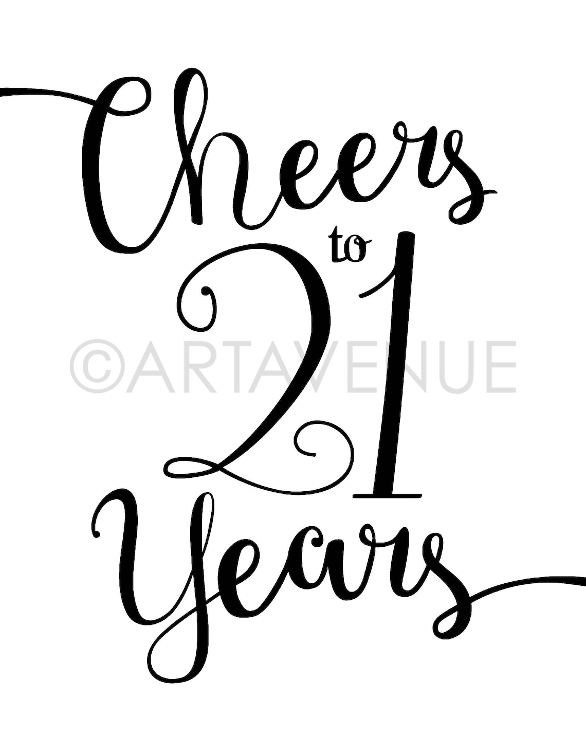 Black and White Sign Printables CHEERS TO 21 YEARS Party - Etsy