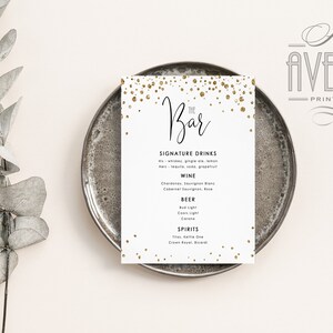 Gold Bar Menu Template Gold Wedding Reception Bar Menu - Etsy