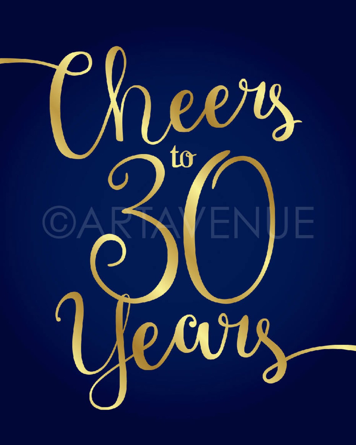 CHEERS TO 30 YEARS | Navy and Gold Chic Printables | Party Sign ...