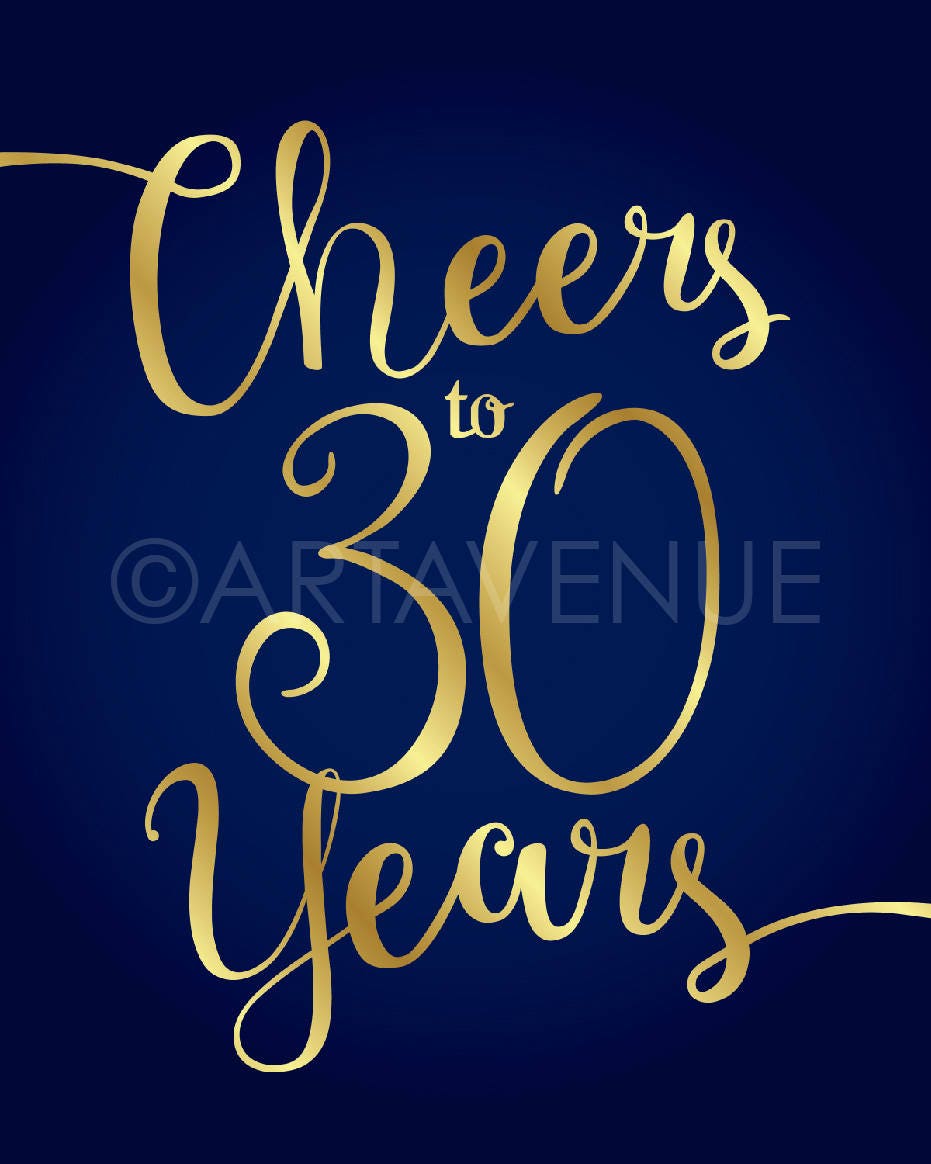 CHEERS TO 30 YEARS Navy and Gold Chic Printables Party | Etsy
