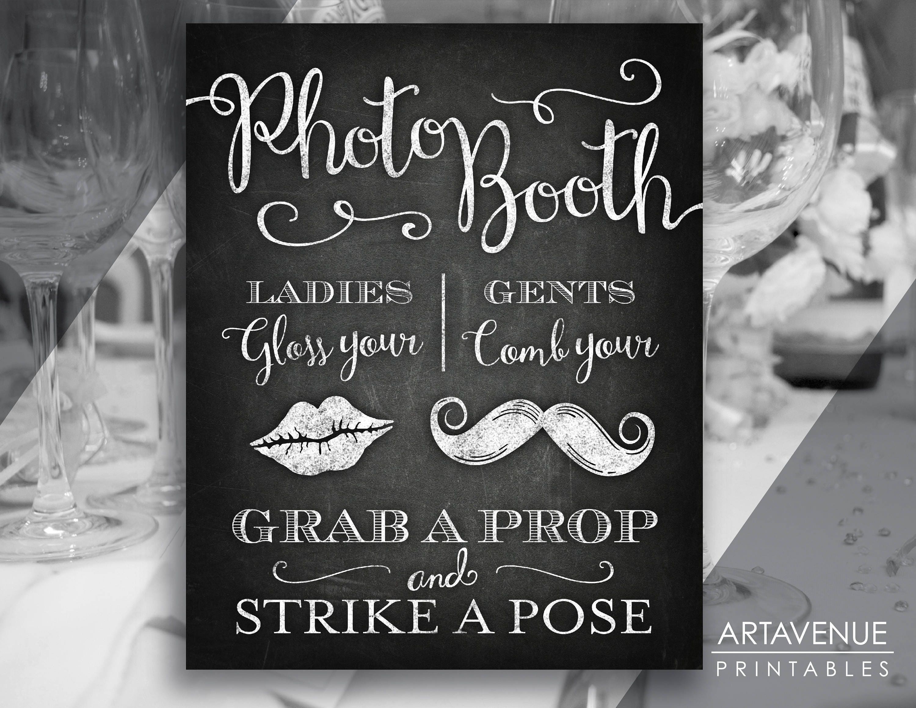 Chalk Party Sign Printables Chalk PHOTO BOOTH Sign Grab A | Etsy
