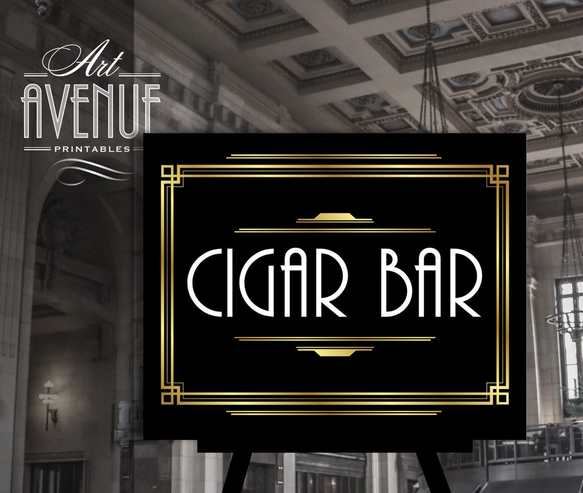 Editable Cigar Bar Sign Template Gold Gatsby Party Cigar Bar - Etsy