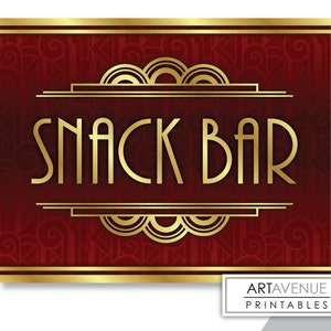 Printable Art Movie Theme Sign snack Bar Message Faux Gold Digital File ...