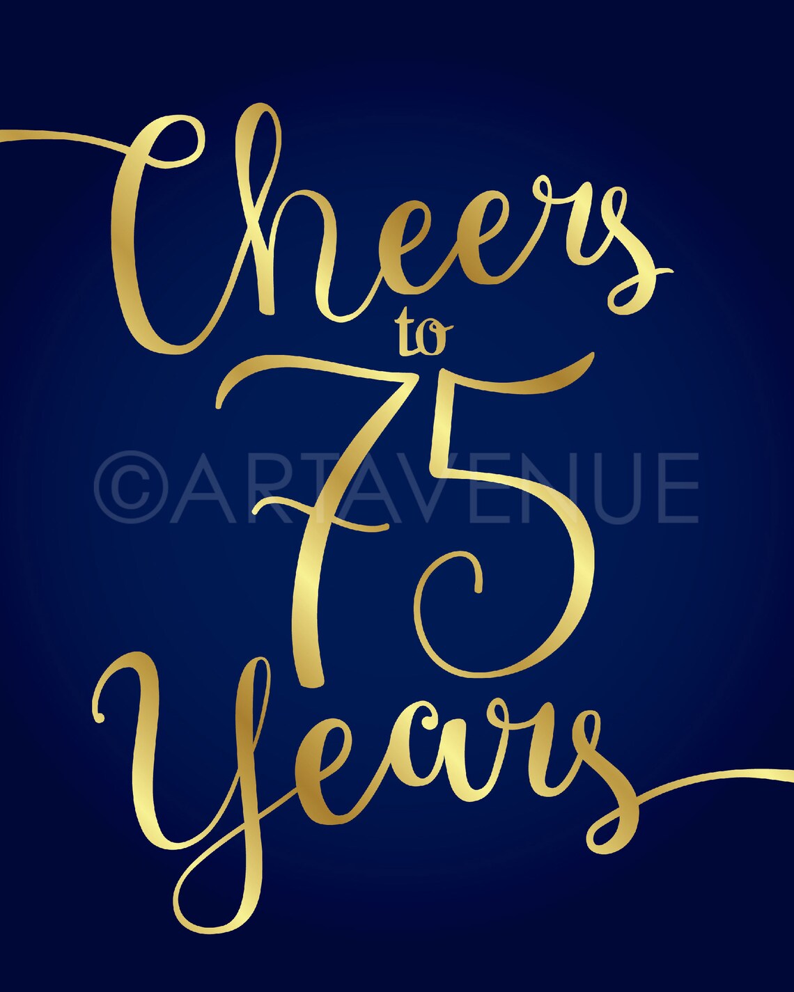 Navy and Gold Chic Printables CHEERS TO 75 YEARS Party - Etsy