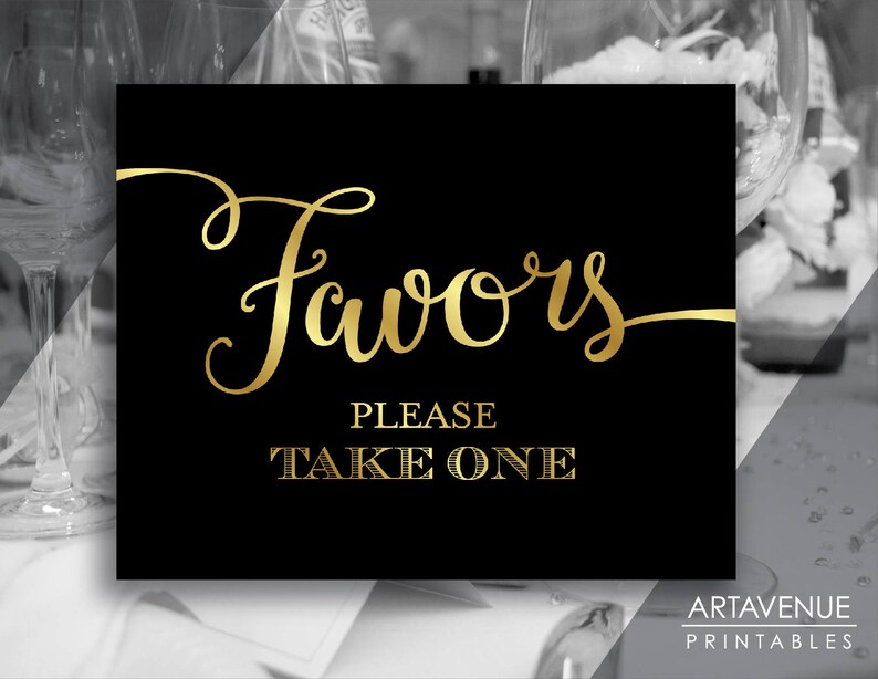 Black and Gold Sign Printables / FAVORS Please Take One / Chic - Etsy
