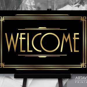 Roaring 20's Party Decor 24 X 36 WELCOME Sign Download 24x36 Art Deco ...