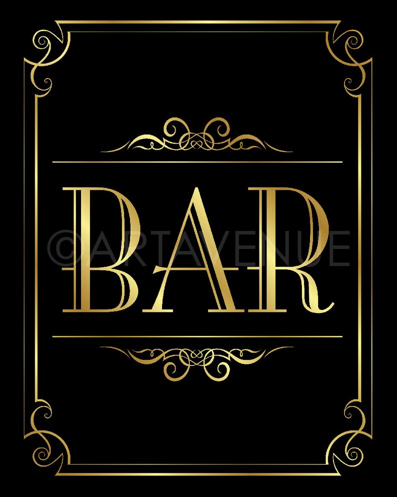 Printable Art Vintage Gold Wedding Sign bar Sign - Etsy