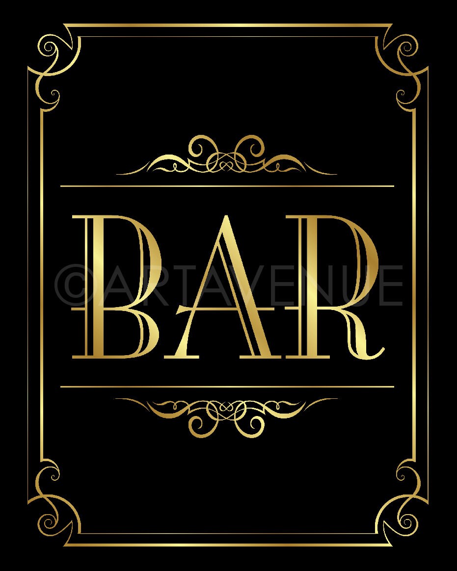 Printable Art Vintage Gold Wedding Sign bar Sign - Etsy
