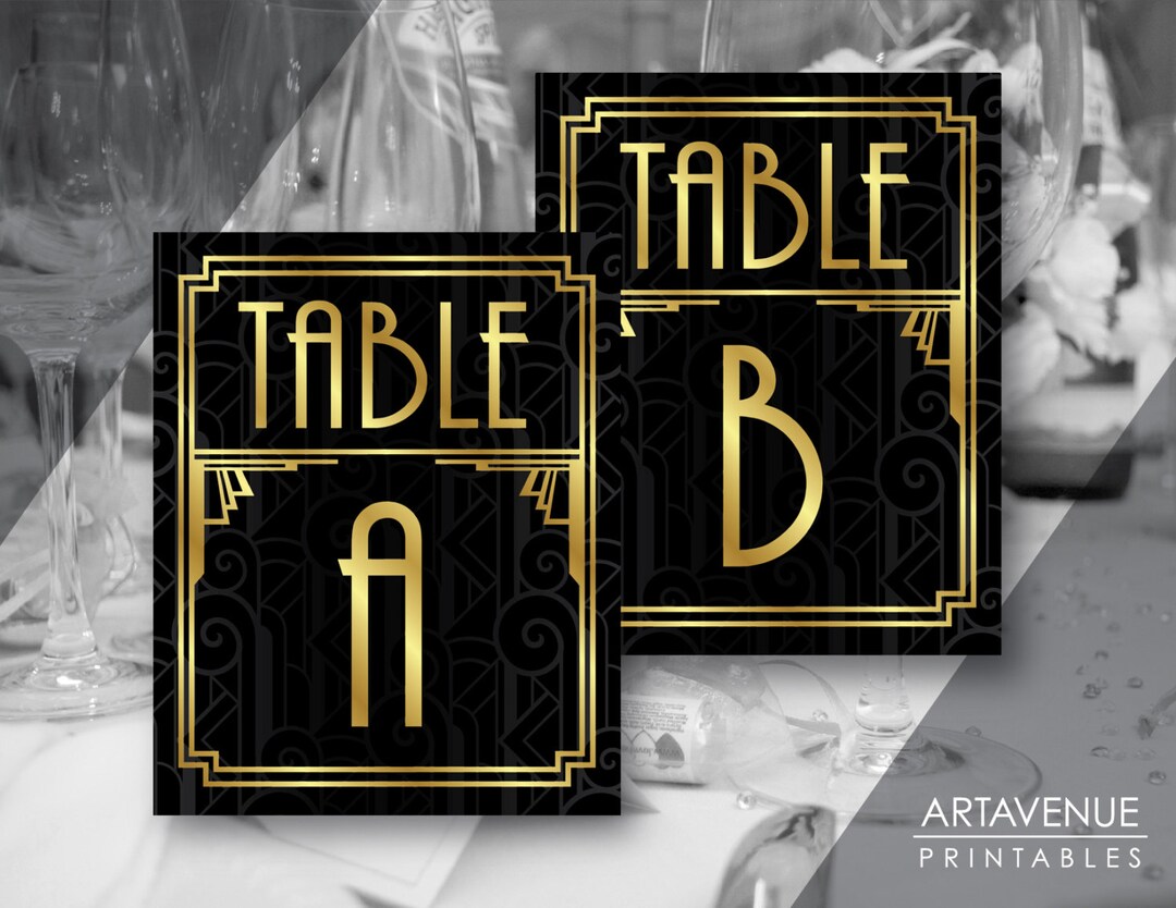 Art Deco Table Signs Printable Art - "table Letters A-z" - Gatsby ...