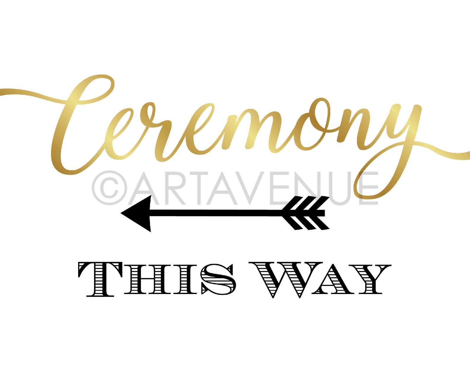 Gold Chic Wedding Signs Ceremony This Way Sign Direction - Etsy