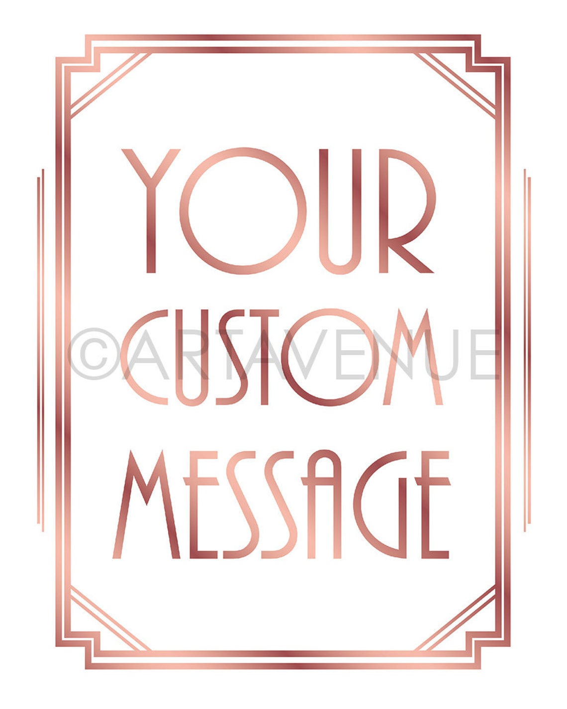 Rose Gold Art Deco Custom Message Printable Sign Vertical - Etsy