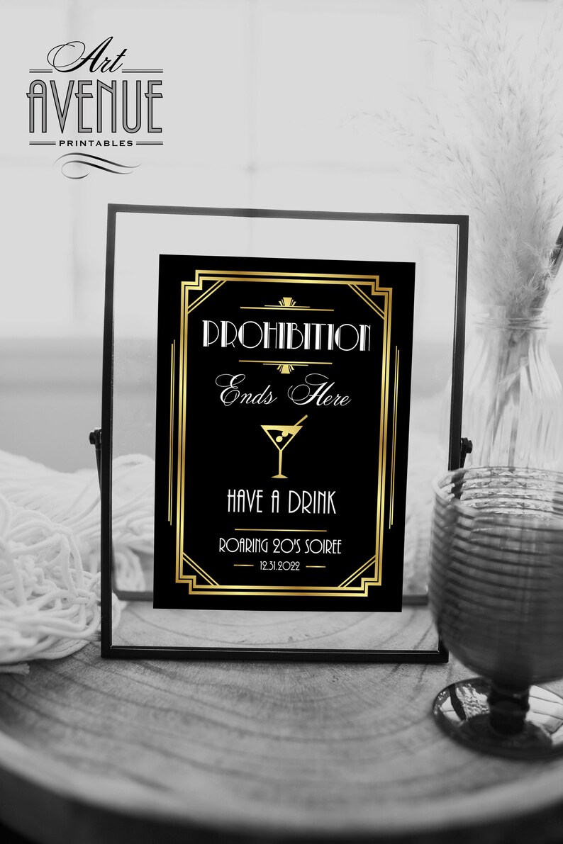 Prohibition Party Sign Template Gold Gatsby Prohibition Ends - Etsy