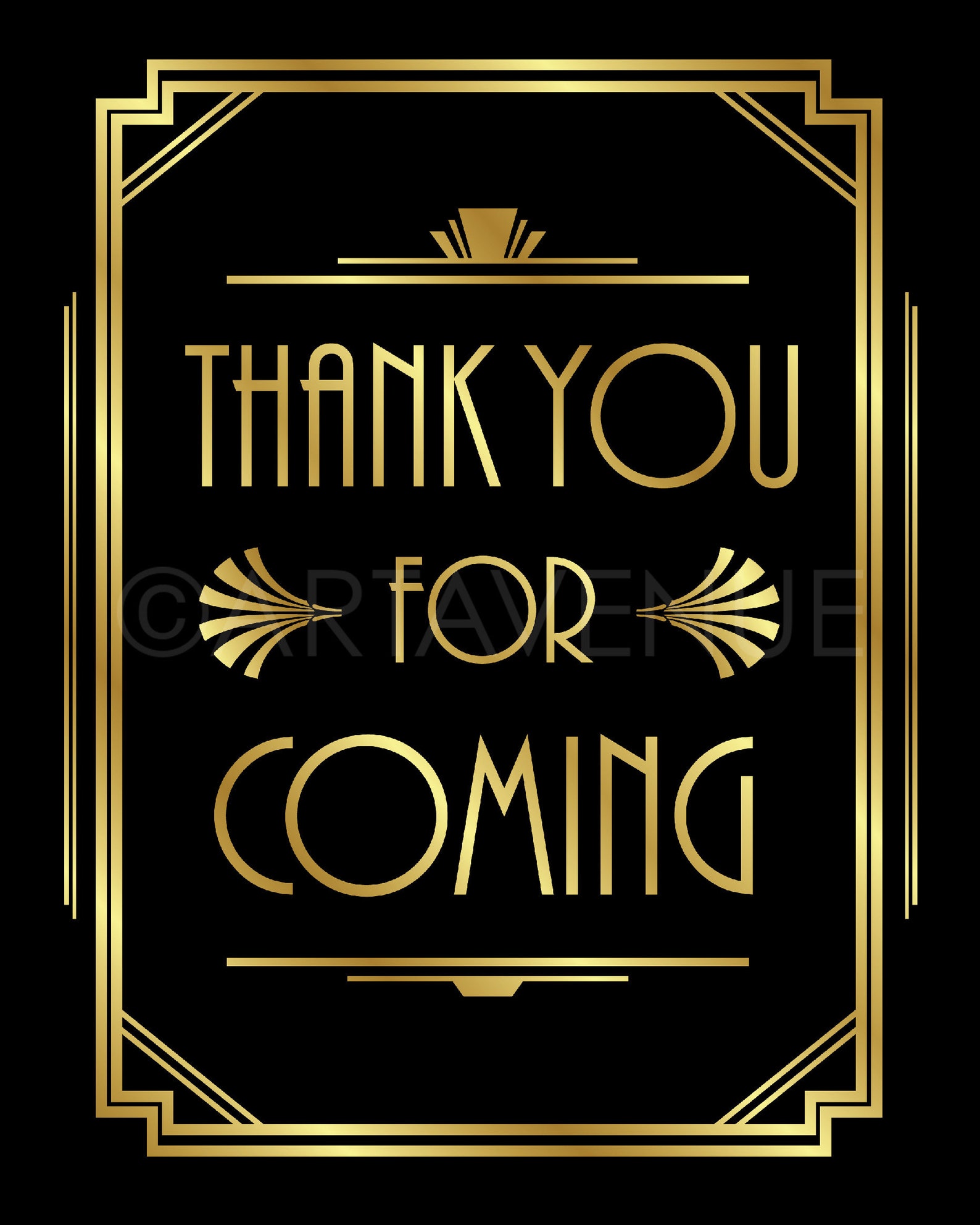 Art Deco Sign Printables Thank You for Coming Sign Roaring | Etsy