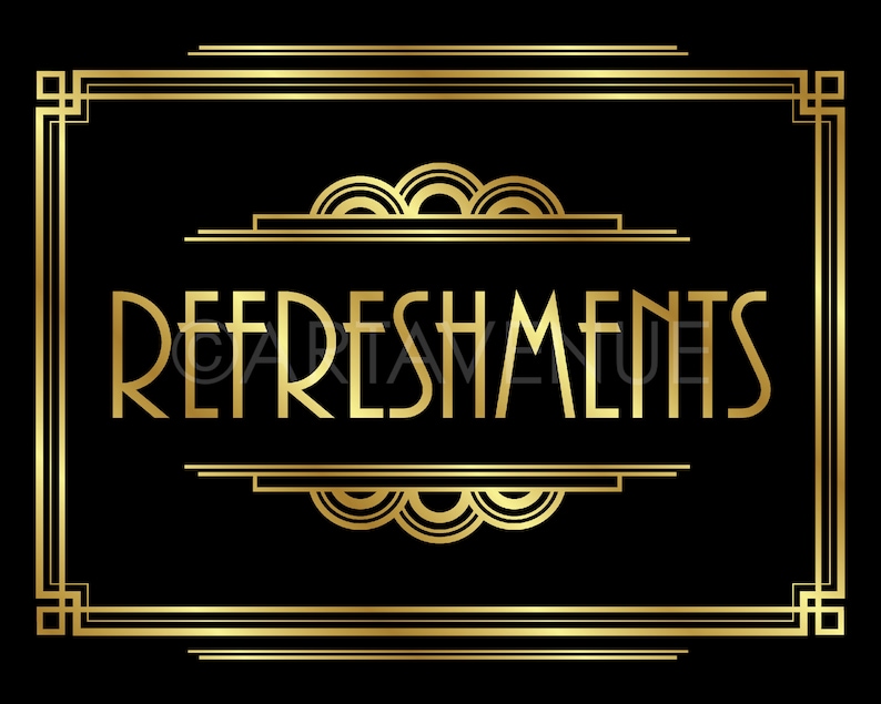 Printable Gatsby Party Signs Roaring Twenties REFRESHMENTS - Etsy