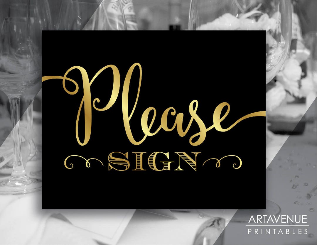 Wedding Party Table Sign Printable, Please Sign Here, Guestbook Sign ...
