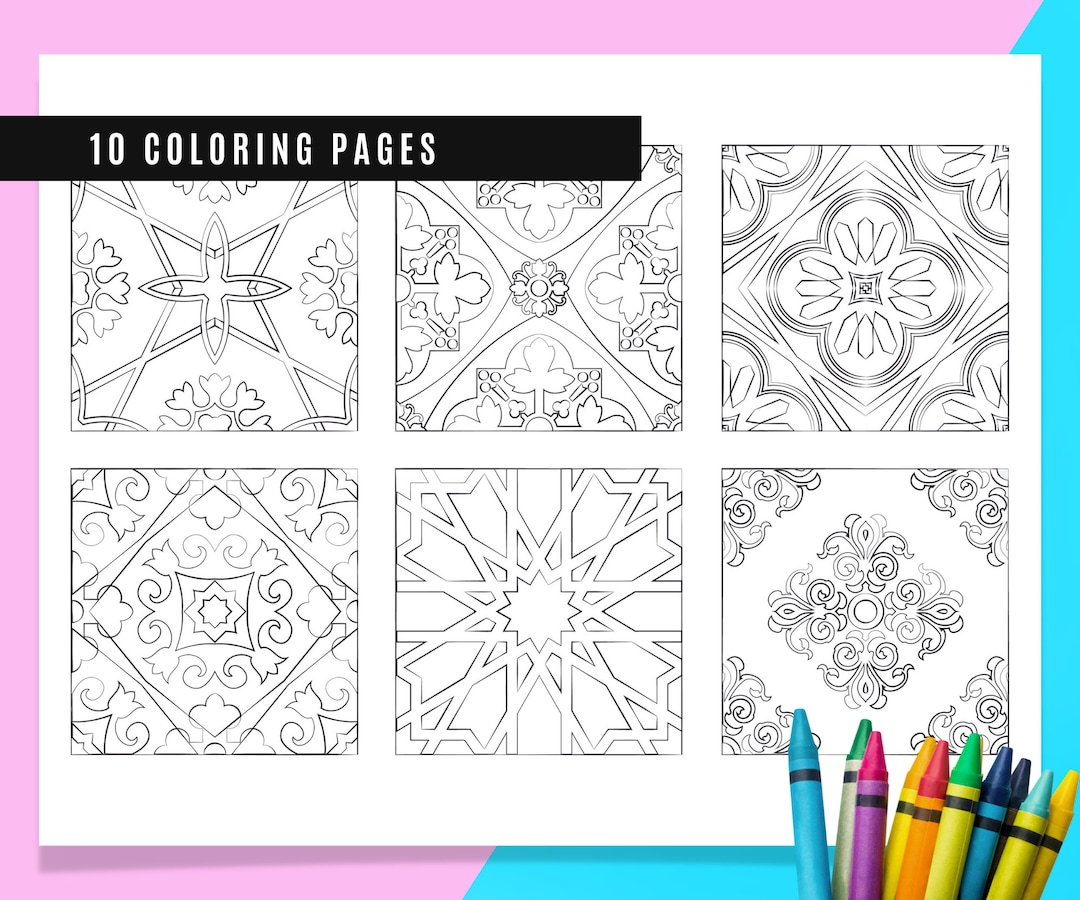 Coloring Pages, Printable & Digital // Azulejos - Portuguese Tiles - Etsy