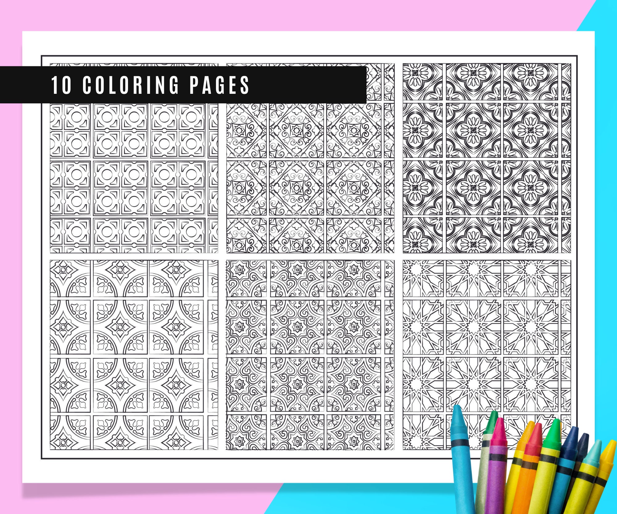 Ausmalbilder, Printable & Digital // Azulejos - Kachel / Kachel ...