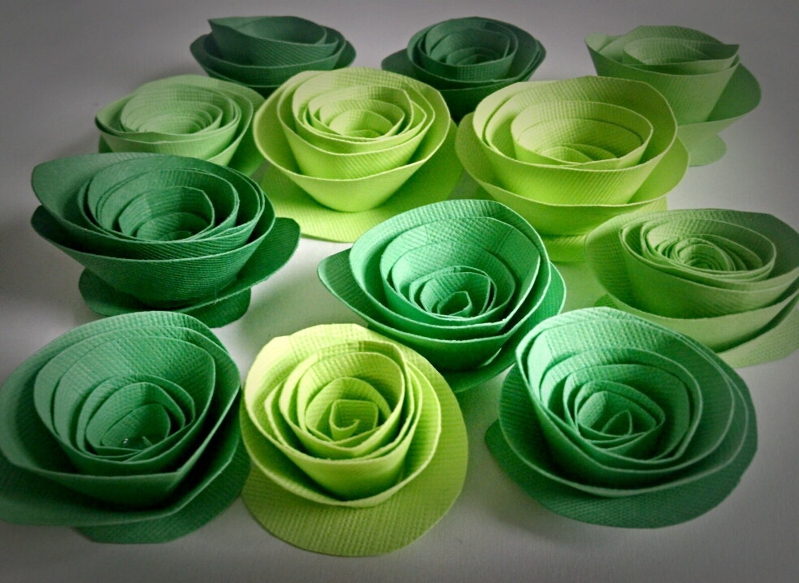 Paper Flowers Green Paper Roses Set of 12 - Etsy