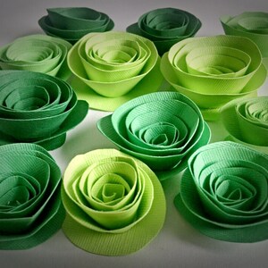 Paper Flowers - Green Paper Roses - Set of 12 - Etsy