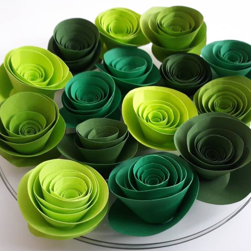 Green Paper Flowers - Etsy