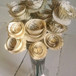 Wedding Flowers - Book Page Roses - Stemmed Roses - Set of 30 - Book ...