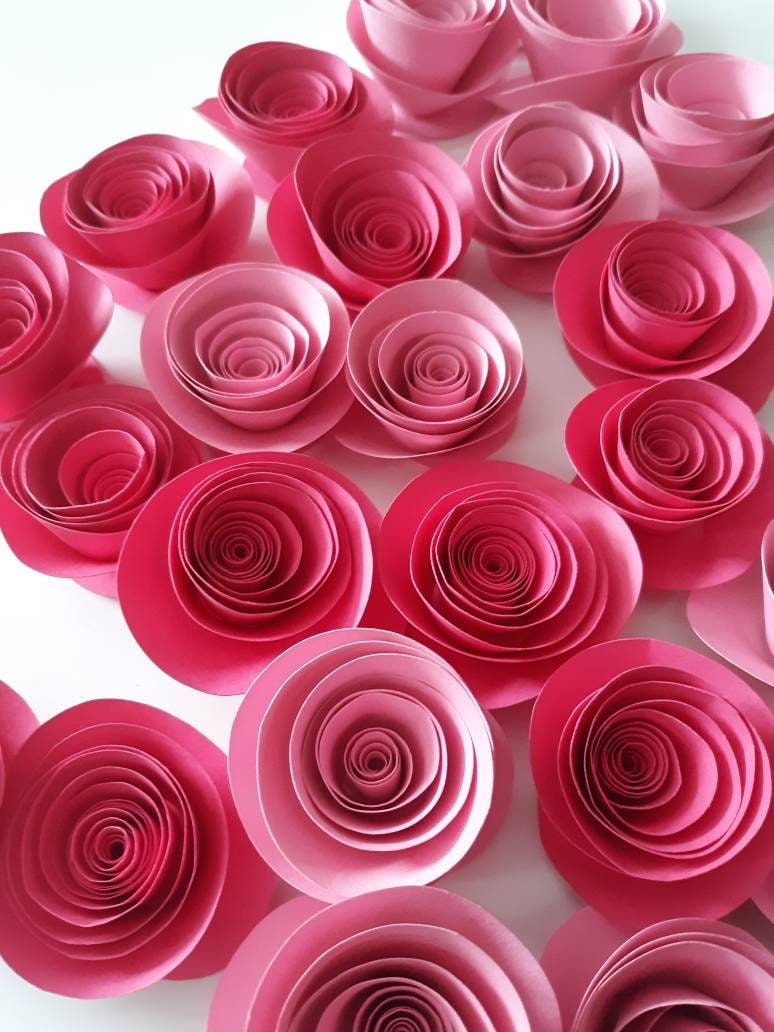Pink Paper Roses Set of 12 Pink Baby Shower Decor - Etsy