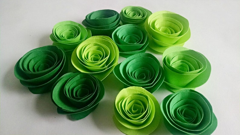 Paper Flowers Green Paper Roses Set of 12 - Etsy