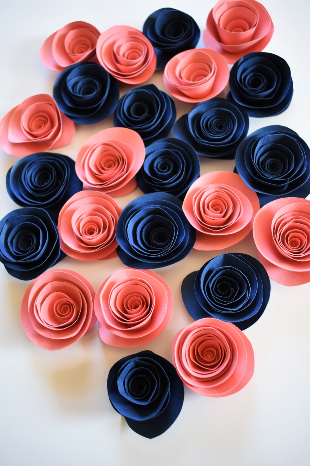 Navy and Coral Loose Paper Flowers Wedding Flowers Paper - Etsy