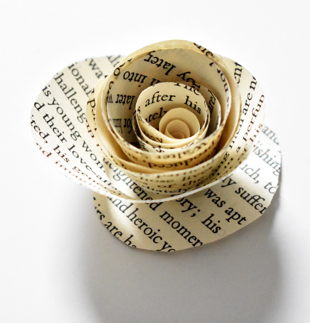 Book Page Roses Set of 12 Paper Roses Paper Flowers Centerpiece Wedding ...