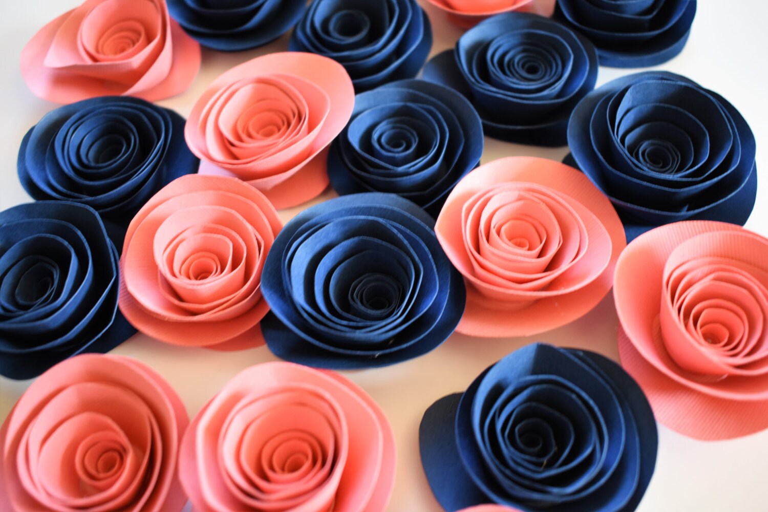 Navy and Coral Loose Paper Flowers Wedding Flowers Paper - Etsy