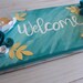 Turquoise Welcome Sign, Aqua and Gold Paper Flower Art, Painted 7x14 ...