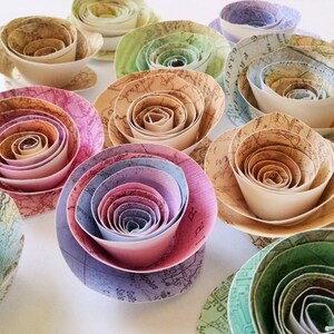 Map Page Flowers Travel Theme Paper Roses Wedding Decor - Etsy