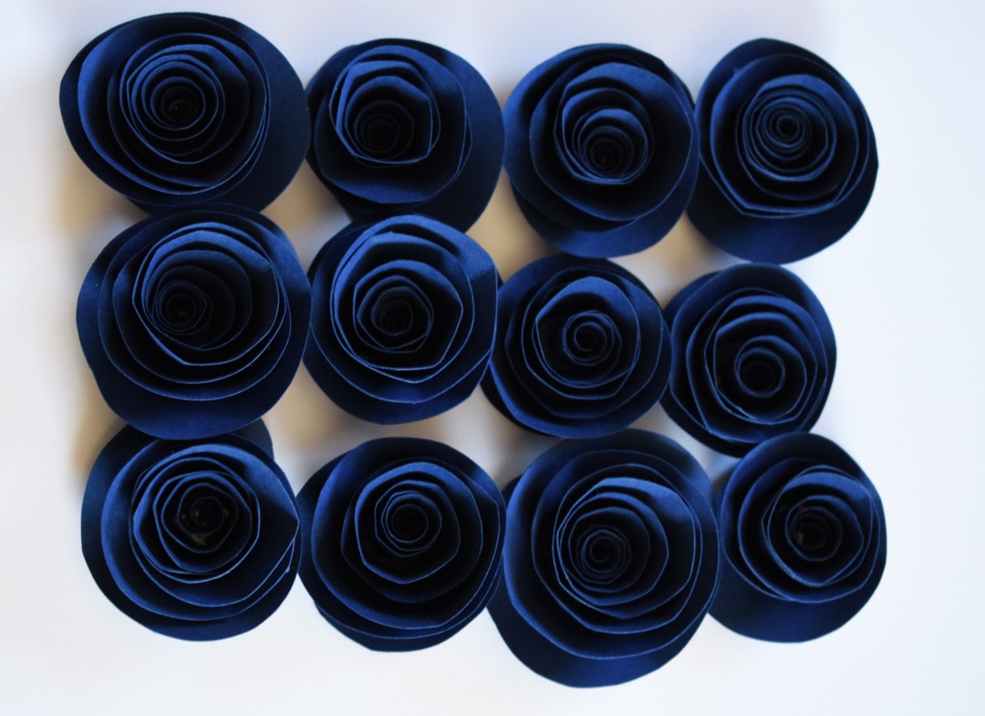 Navy Blue Paper Flowers, Loose Paper Roses, Small Paper Roses - Etsy