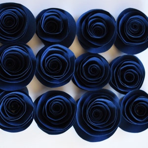 Navy Blue Paper Flowers, Loose Paper Roses, Small Paper Roses - Etsy