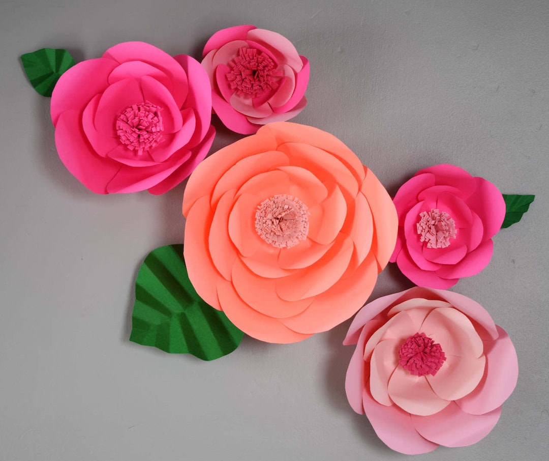 Pink Paper Flower Backdrop Large Paper Flowers Pink Baby - Etsy