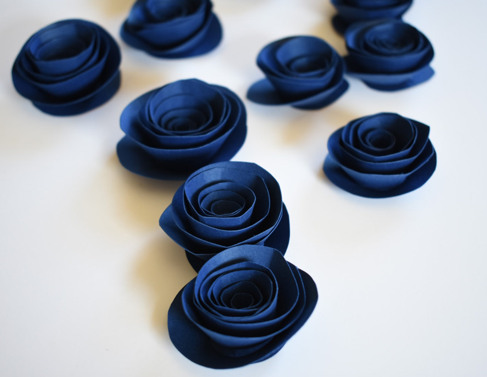 Navy Blue Paper Flowers Loose Paper Roses Small Paper Roses - Etsy