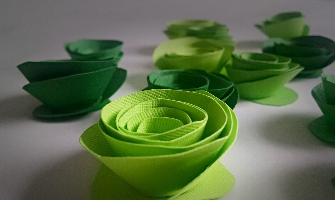 Paper Flowers Green Paper Roses Set of 12 - Etsy
