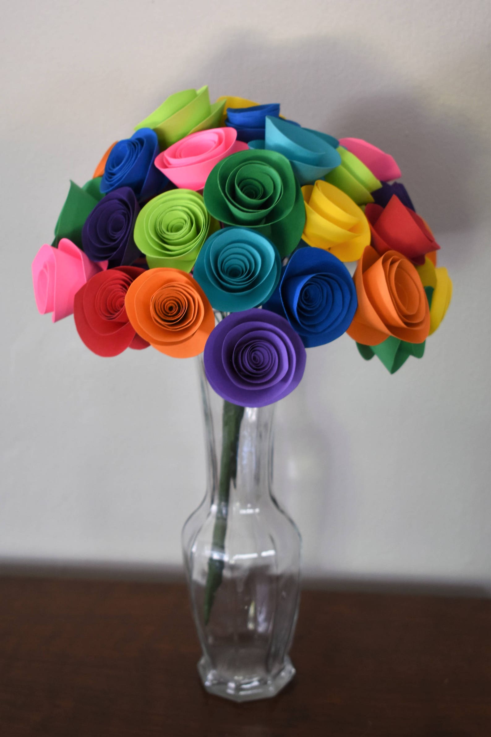 Rainbow Paper Flower Bouquet Colorful Paper Flowers - Etsy