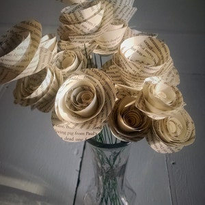 Wedding Flowers - Book Page Roses - Stemmed Roses - Set of 30 - Book ...