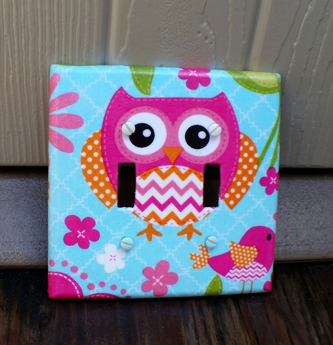 Pink Owl Light Switch Cover – Fabric Nursery Decor - Etsy