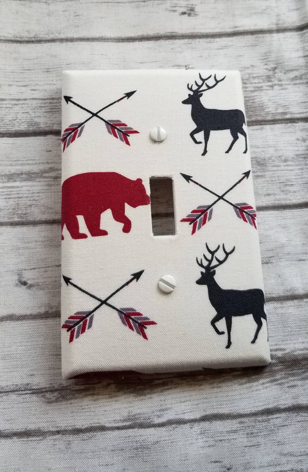 Deer and Bear Light Switch Cover, Woodland Nursery Decor, Woodland Baby ...
