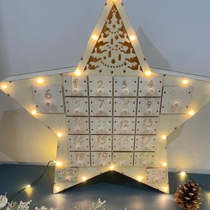 Christmas Wooden LED Advent Star, Adult and Children Alike, Countdown ...