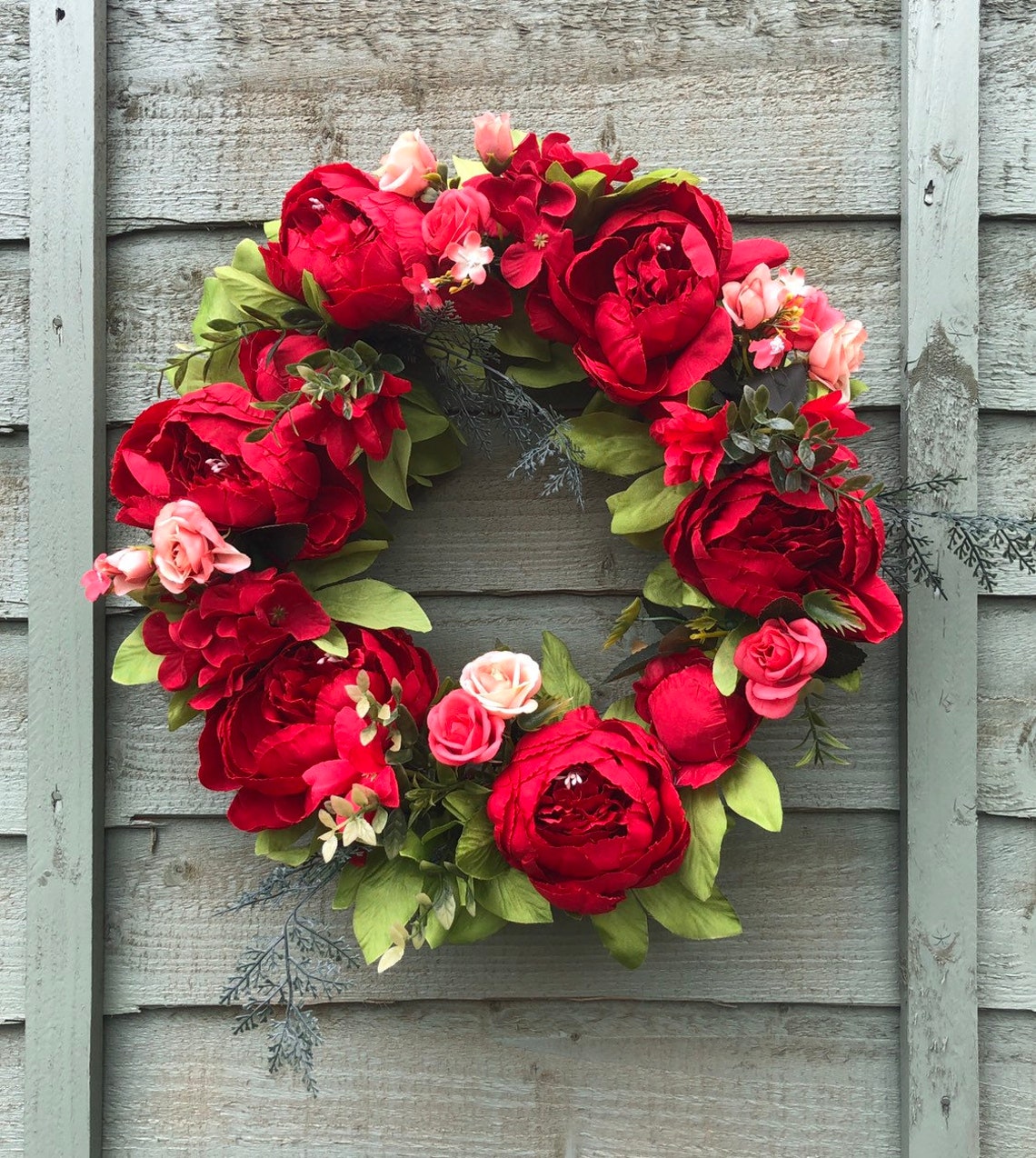 Red Door Wreath Round for the Front Door Wedding Home - Etsy