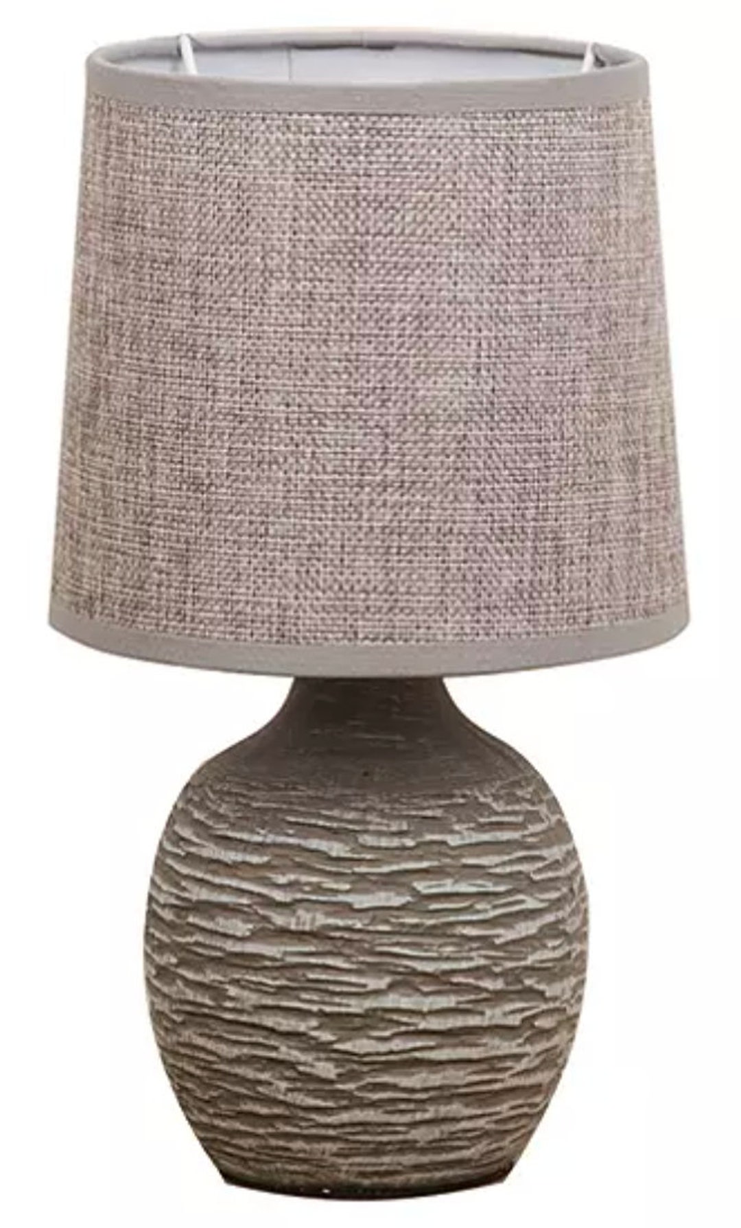 Dark Grey Table Lamp With Grey Linen Shade - Etsy