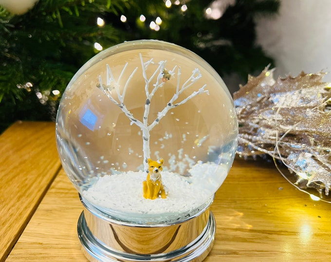 Christmas Fox & Robin Snow Globe, Winter Wonderland, Fox, Birds, Water ...