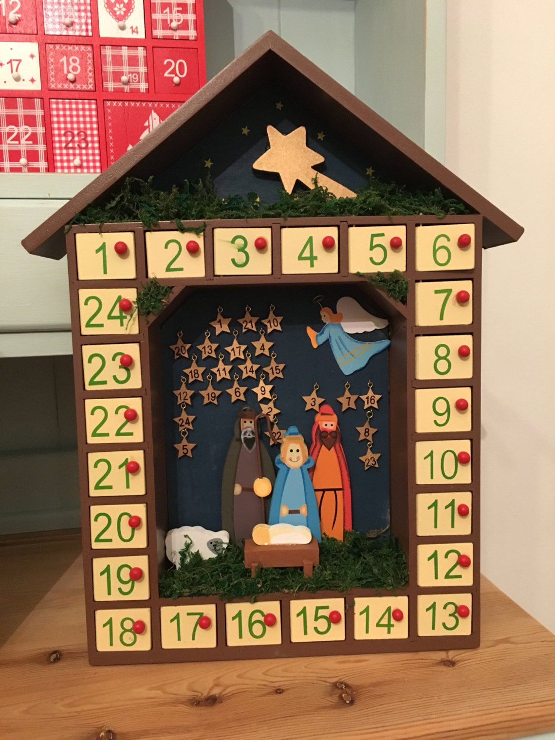 Traditional Wooden Advent Christmas Nativity Calendar - December Count ...