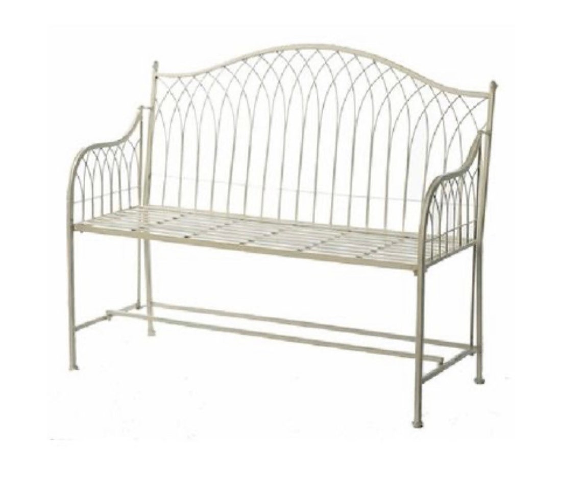 Cream Metal Garden Bench, Love Seat, Garden Furniture, Patio Bench ...
